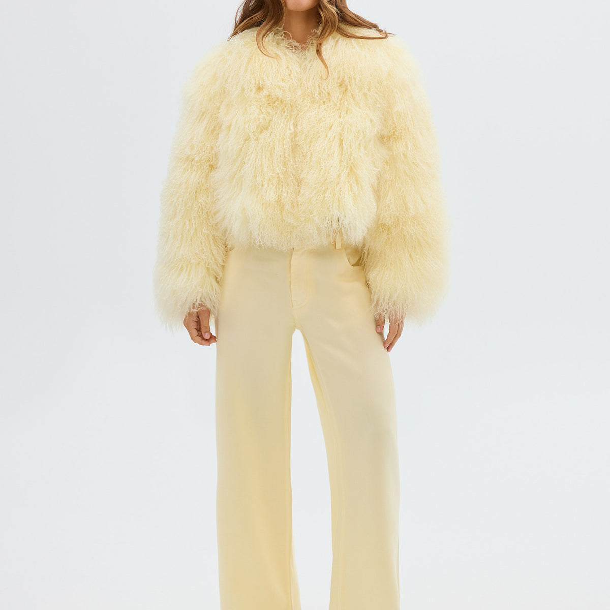 Georgina Jacket - Pale Yellow | FUR JACKETS | bubish – Bubish Luxe