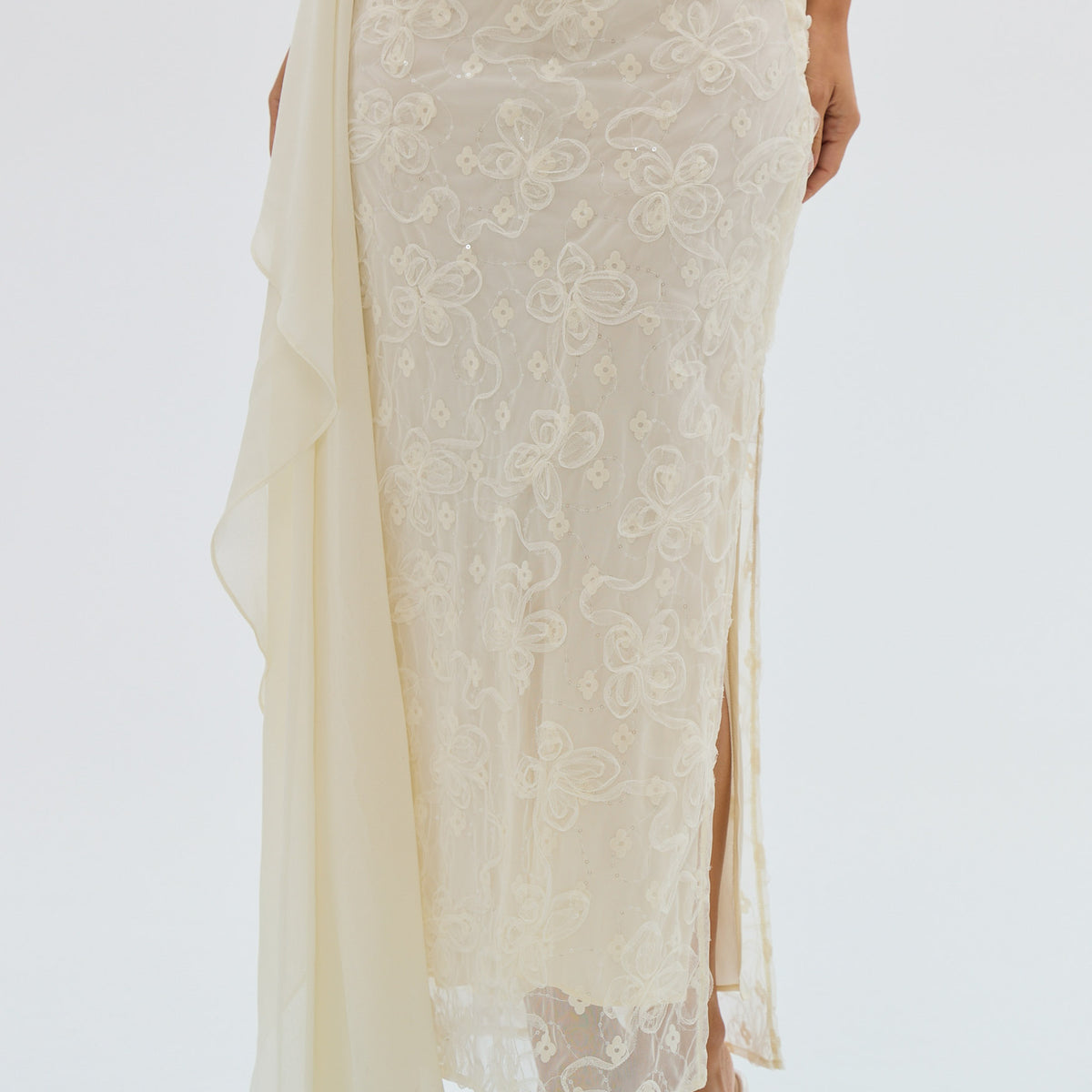 Hazel Sequin Lace Skirt - Ivory | HENS OUTFIT & PARTY SETS | bubish ...