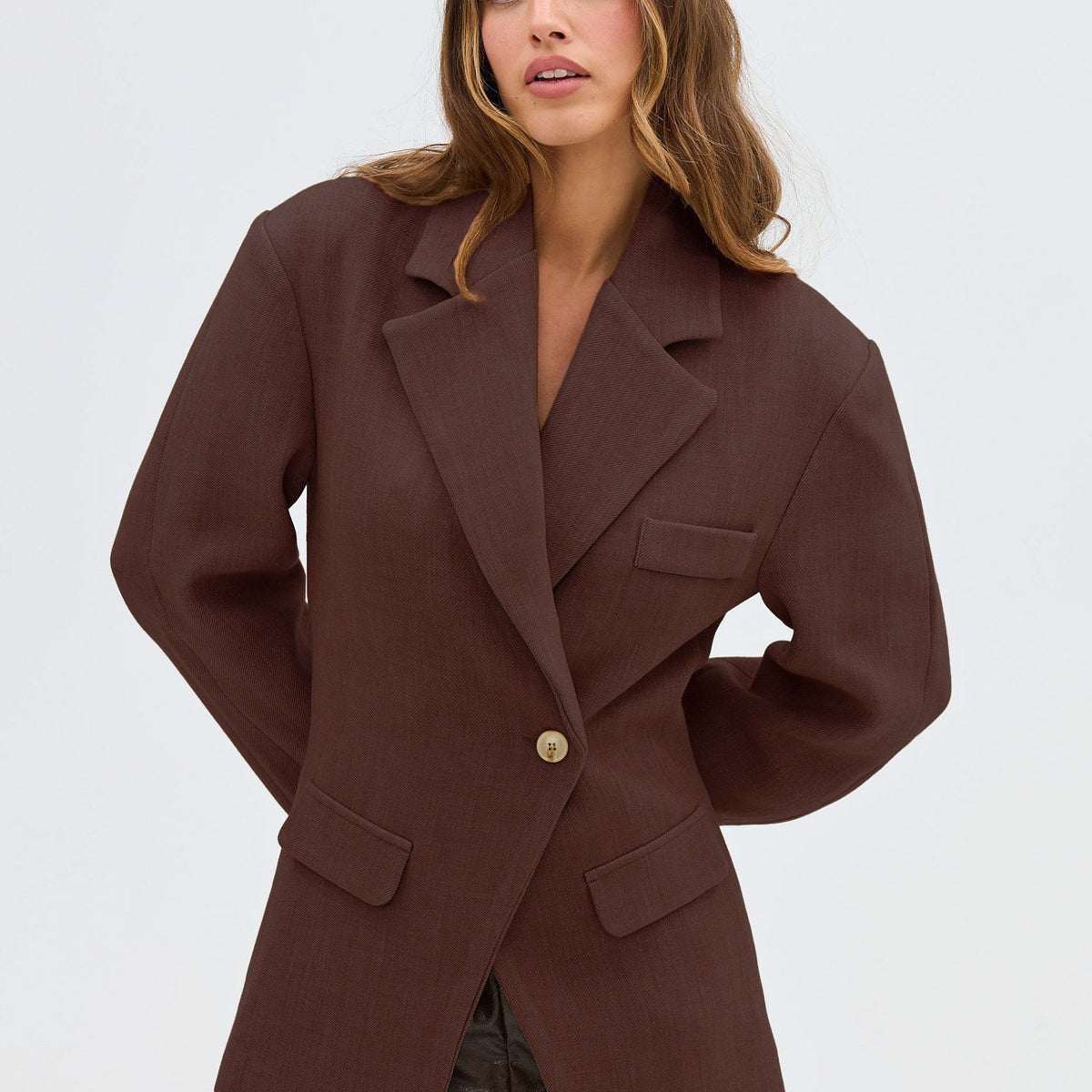 Saskia Cinched Blazer - Chocolate | BLAZER | bubish – Bubish Luxe